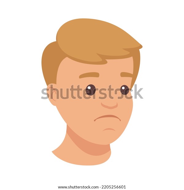 Handsome Man Character Sad Face Demonstrating Stock Vector (Royalty ...
