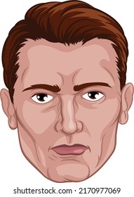 Handsome Mans Face Looking Serious Head Stock Vector (Royalty Free ...