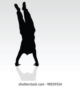 Handstand Black Silhouette Art Vector On Stock Vector (Royalty Free ...