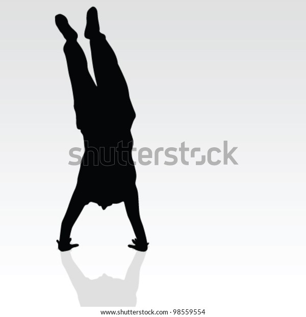 Handstand Black Silhouette Art Vector On Stock Vector (Royalty Free ...