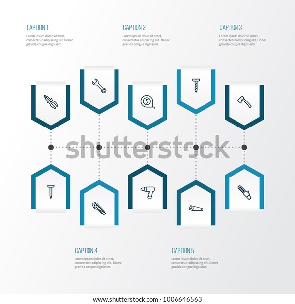 Handtools Icons Line Style Set Spanner Stock Vector (Royalty Free ...