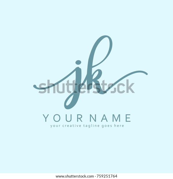 Handwriting J K Initial Logo Template Stock Vector (Royalty Free) 759251764