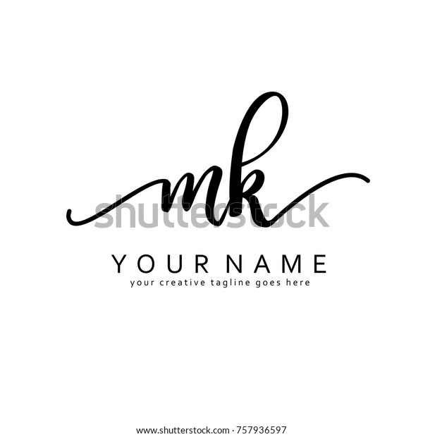 Handwriting M K Initial Logo Template Stock Vector (Royalty Free ...