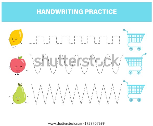 Handwriting Practice Preschool Children Tracing Lines Stock Vector ...