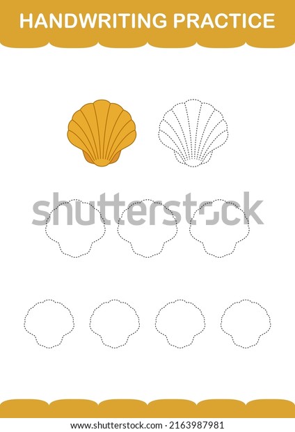 Handwriting Practice Seashell Worksheet Kids: เวกเตอร์สต็อก (ปลอดค่า ...