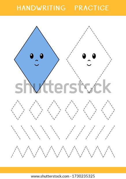 Handwriting Practice Sheet Diamond Shapes Lines Stock Vector (Royalty ...