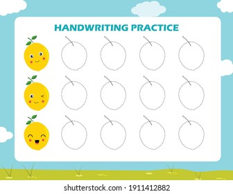 Handwriting Practice Sheet Educational Children Game Stock Vector ...