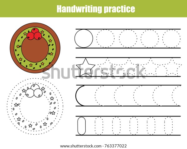 Handwriting practice sheet. Educational children game, tracing circles ...