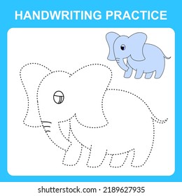 Handwriting Practice Trace Lines Color Elephant Stock Vector (Royalty ...