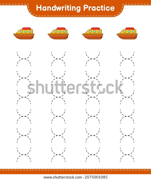Handwriting Practice Tracing Lines Boat Educational Stock Vector ...
