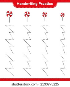 Vektor Stok Handwriting Practice Tracing Lines Candy Educational (Tanpa ...