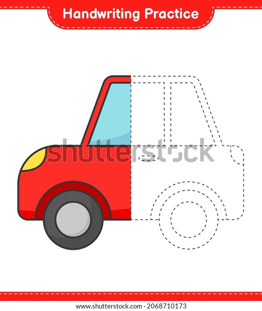 Handwriting Practice Tracing Lines Car Educational Stock Vector ...