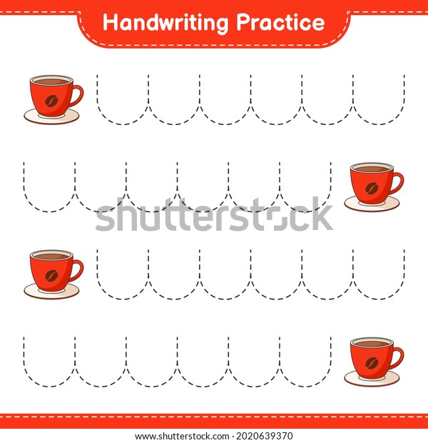 Handwriting Practice Tracing Lines Coffee Cup Stock Vector (Royalty ...