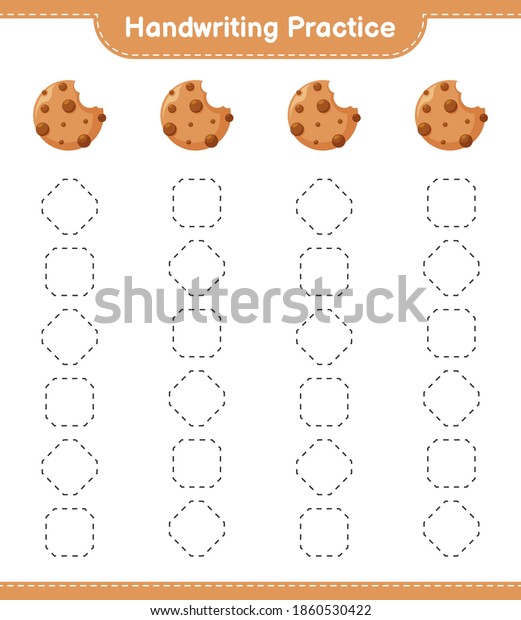 Handwriting Practice Tracing Lines Cookies Educational Stock Vector ...