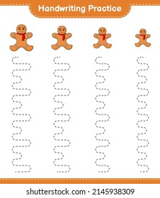 Handwriting Practice Tracing Lines Gingerbread Man Stock Vector ...