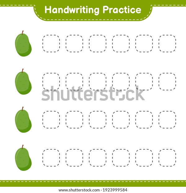 Handwriting Practice Tracing Lines Jackfruit Educational Stock Vector ...