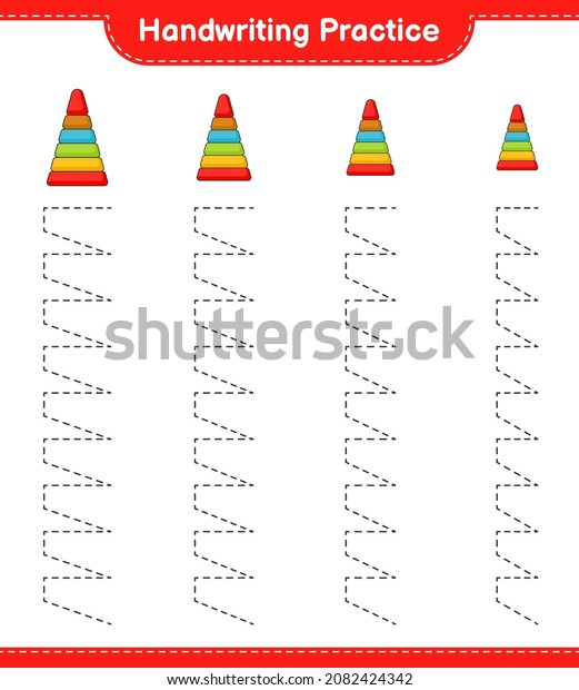 Handwriting Practice Tracing Lines Pyramid Toy: vetor stock (livre de ...
