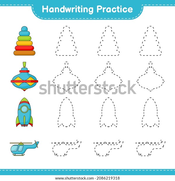 Handwriting Practice Tracing Lines Pyramid Toy Stock Vector (Royalty ...