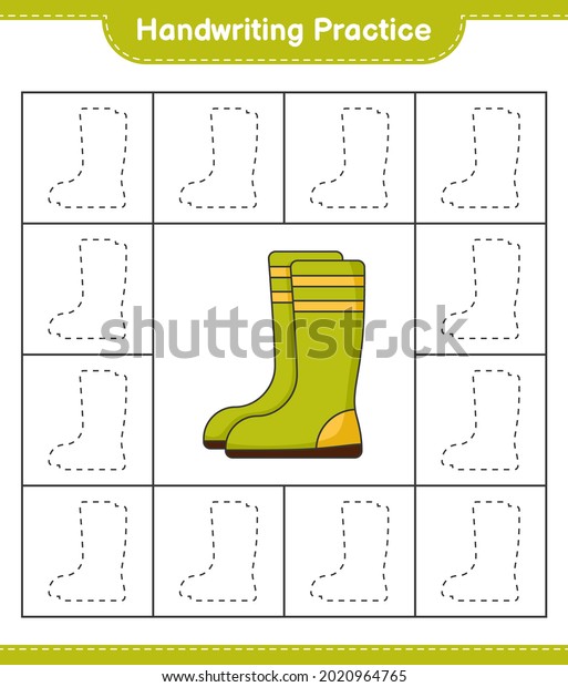 Handwriting Practice Tracing Lines Rubber Boots Stock Vector (Royalty ...