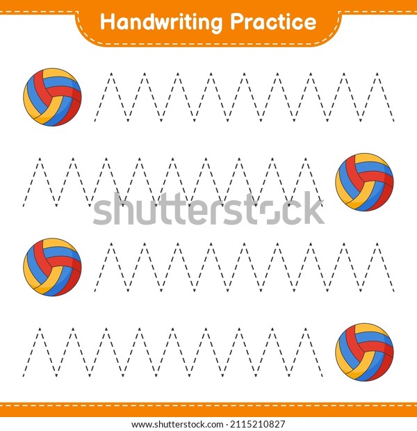 Handwriting Practice Tracing Lines Volleyball Educational: เวกเตอร์ ...