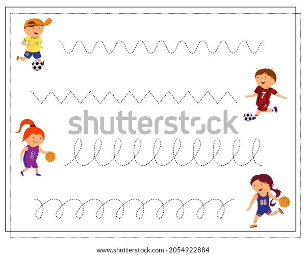 Handwriting Practice Worksheet Guide Cute Cartoon Stock Vector (Royalty ...