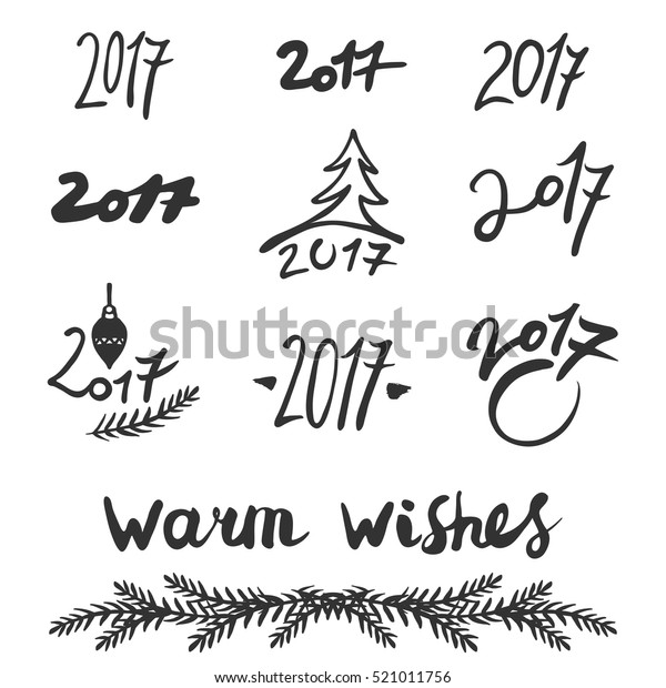 Handwritten 2017 Numbers Set On White Stock Vector (Royalty Free) 521011756