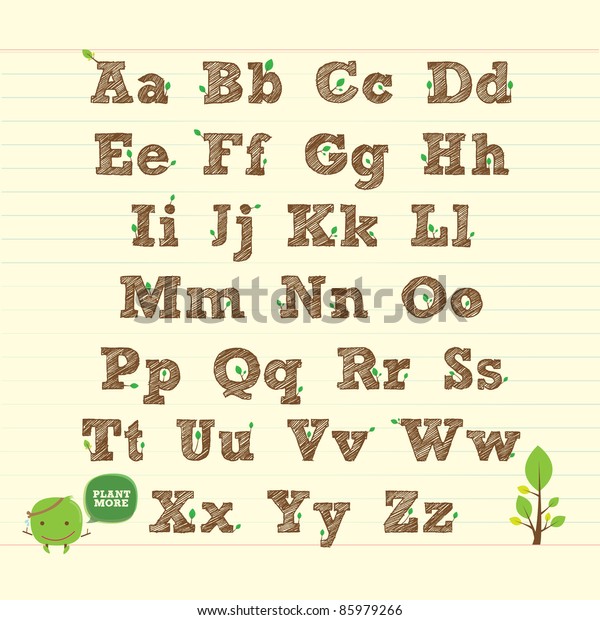 Handwritten Abc Alphabet Leaf Stock Vector (Royalty Free) 85979266