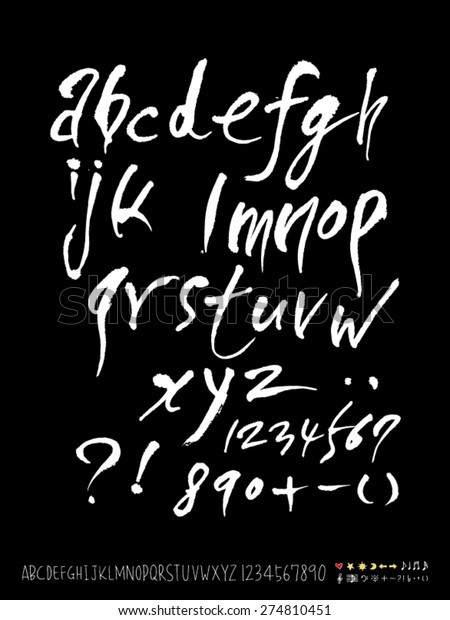 Handwritten Alphabet Alphabet Numbers Vector Calligraphy Stock Vector ...