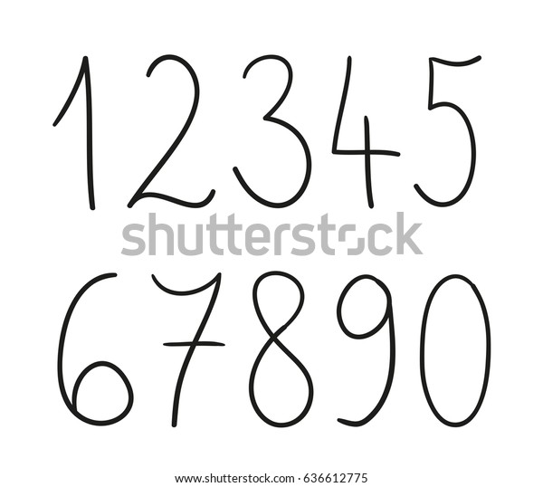 Handwritten Black Line Vector Numbers Isolated Stock Vector (Royalty ...