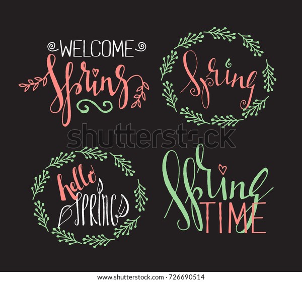 Handwritten Calligraphic Spring Lettering Set On Stock Vector (Royalty ...