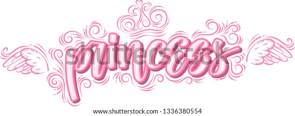 Handwritten Calligraphy Design Pink Princess Angelic Stock Vector ...