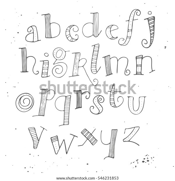 Handwritten Calligraphy Ink Font Unique Alphabet Stock Vector (Royalty ...