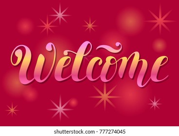 Handwritten Calligraphy Lettering Welcome Gradient Pink Stock Vector ...