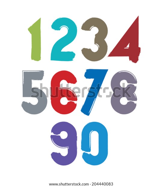 Handwritten Colorful Vector Numbers Stylish Numbers Stock Vector ...