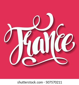 Handwritten France Calligraphic Vector Text Hand Stock Vector (Royalty ...