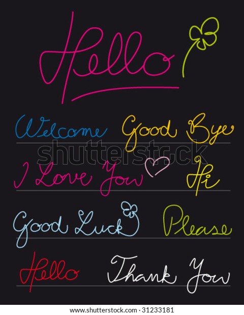 Handwritten Greetings Full Editable Curves Stock Vector (Royalty Free ...