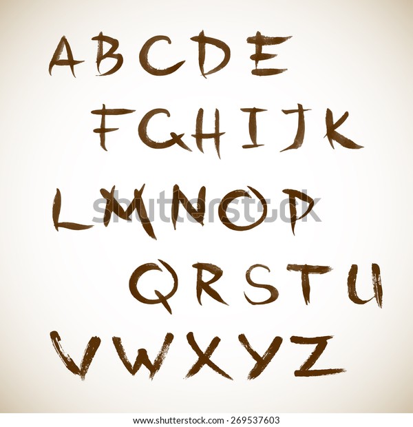 Handwritten Ink Font Alphabet Vector Stock Vector (Royalty Free ...