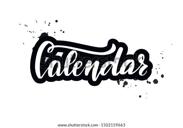 Handwritten Lettering Typography Calendar Drawn Art Stock Vector ...