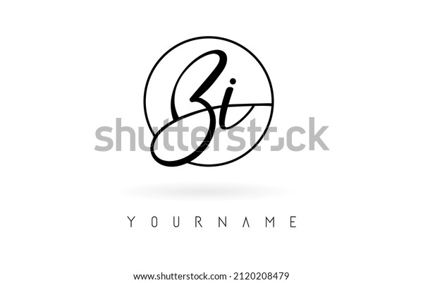 Handwritten Letters Bi Logo Design Simple Stock Vector (Royalty Free ...