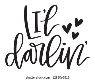 Handwritten Monochrome Vector Calligraphy Lil Darlin Stock Vector ...