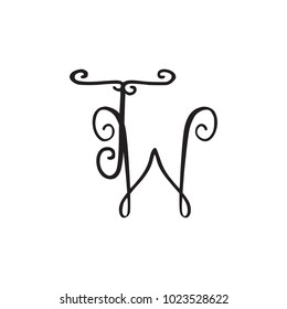 Handwritten Monogram Tw Icon Logo Swirls Stock Vector (Royalty Free ...