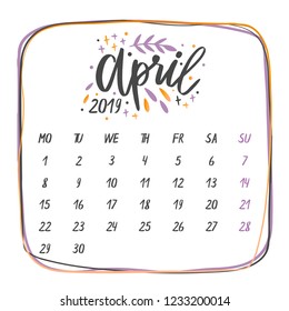 Vektor Stok Handwritten Names Months April Calligraphy Words (Tanpa ...