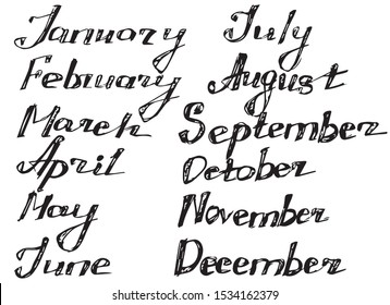 Hand Lettered Months Year French Lettering Stock Vector (Royalty Free ...