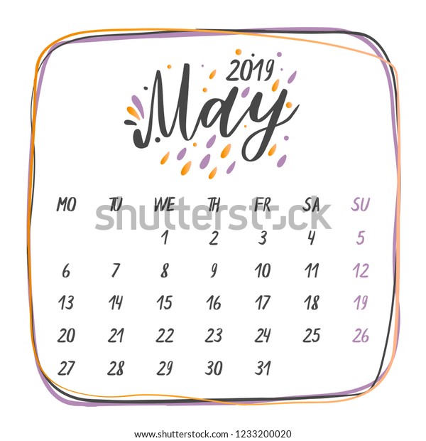 Handwritten Names Monthsmay Calligraphy Words Calendars Stock Vector ...