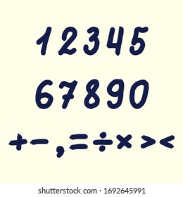 Handwritten Numbers Mathematical Symbols Isolated On Stock Vector