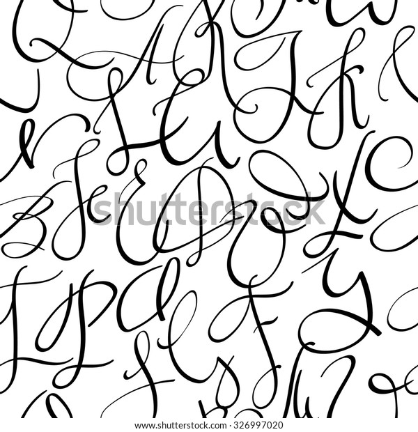 Handwritten Pointed Pen Flourish Font Seamless Stock Vector (Royalty ...