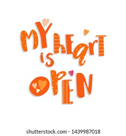 Handwritten Quote My Heart Open Hand Stock Vector (Royalty Free) 1439987018