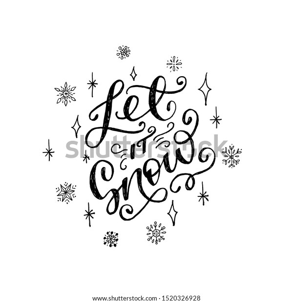 Handwritten Script Let Snow Sketchy Snowflakes Stock Vector (Royalty ... Handwritten Script Let Snow Sketchy Snowflakes Stock Vector (Royalty ...