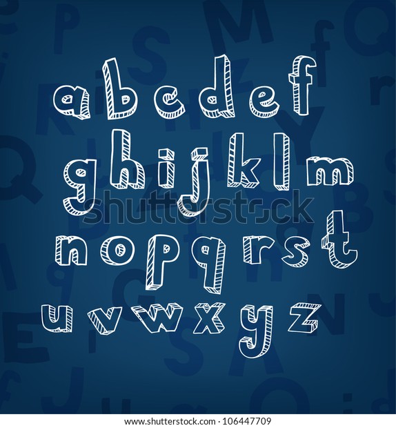 Handwritten Sketch Font Small Letters Stock Vector (Royalty Free ...