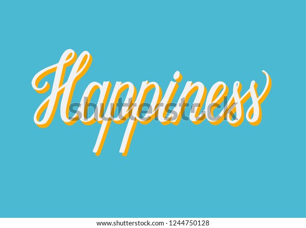 Handwritten Style Happiness Typography Stock Vector (Royalty Free ...
